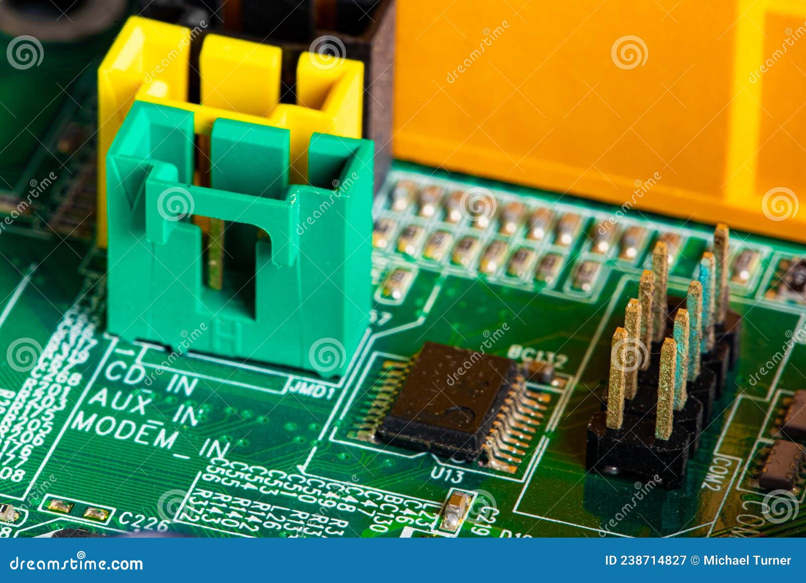 Close Up of Connector Pins on PC Circuit Board Stock Image - Image of ...