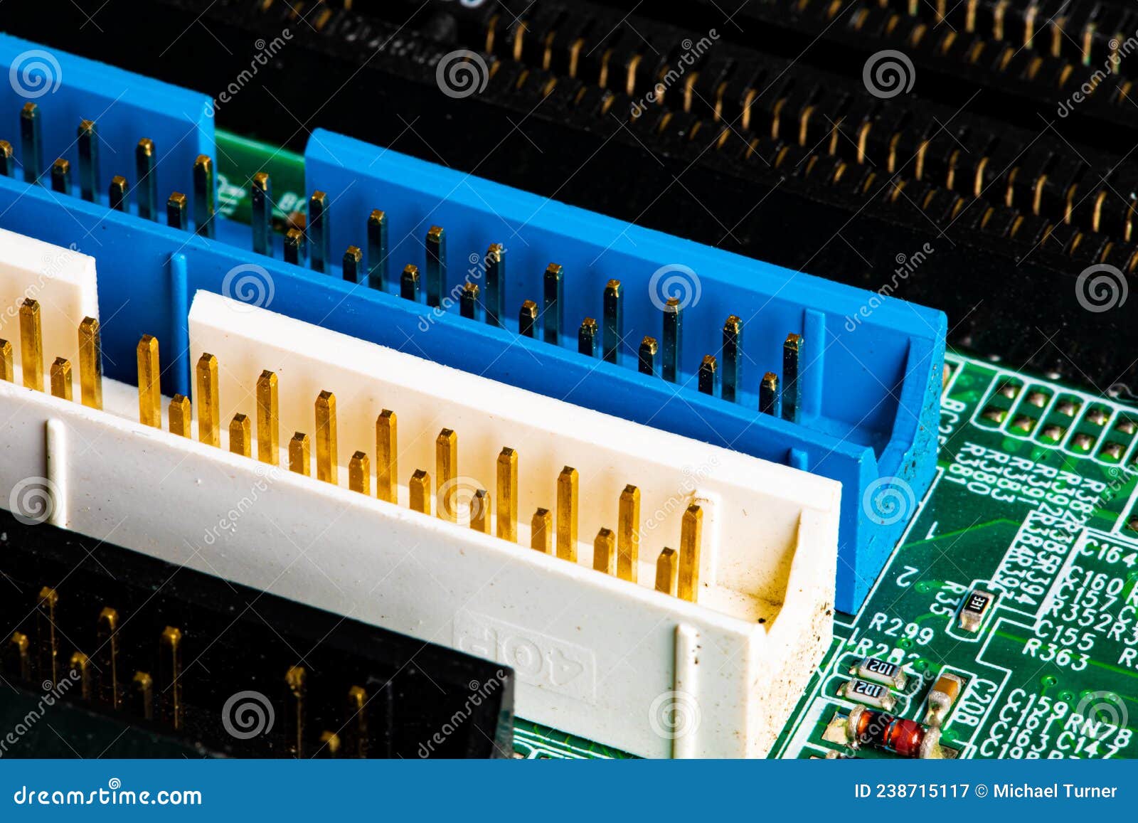 Close Up of Connector Pins on PC Circuit Board Stock Image - Image of ...