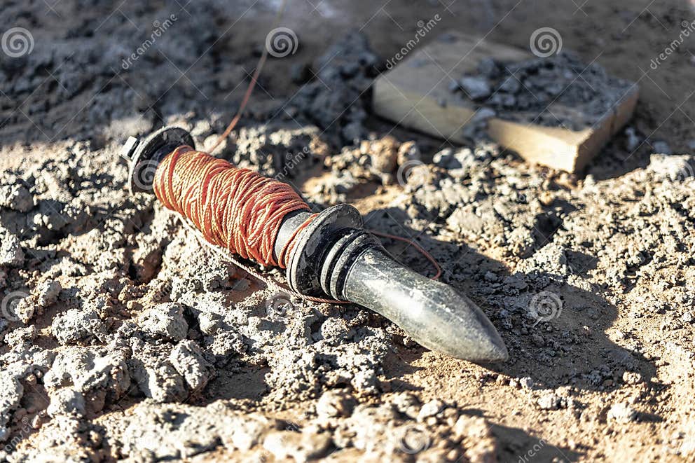Close-up of Construction Cord for Marking and Precise Alignment at a ...