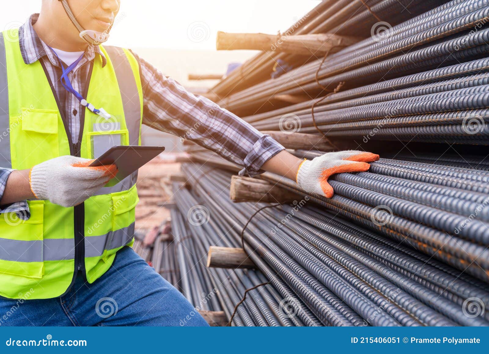 Close Up of Construction Engineer or Worker Use a Tablet Checking ...