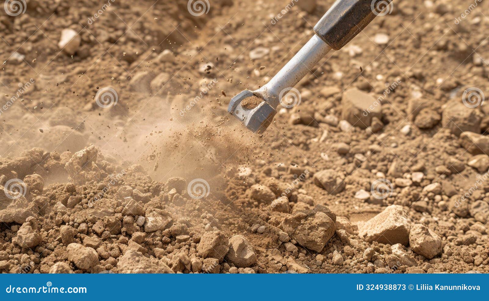 A Close-up of a Construction Tool Breaking through Compacted Soil ...