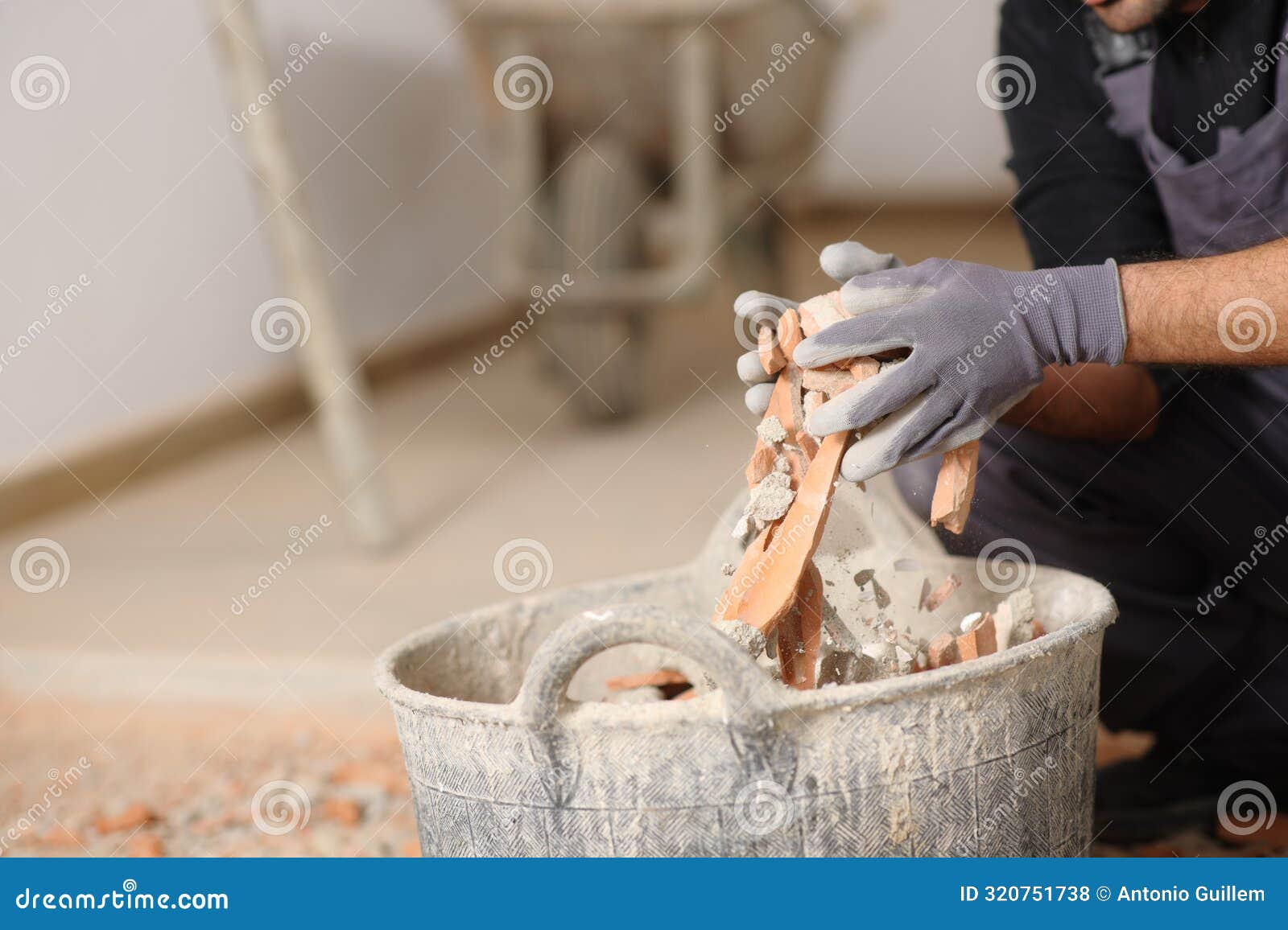 Construction Worker Hands Removing Debris To a Carrycot Stock Photo ...