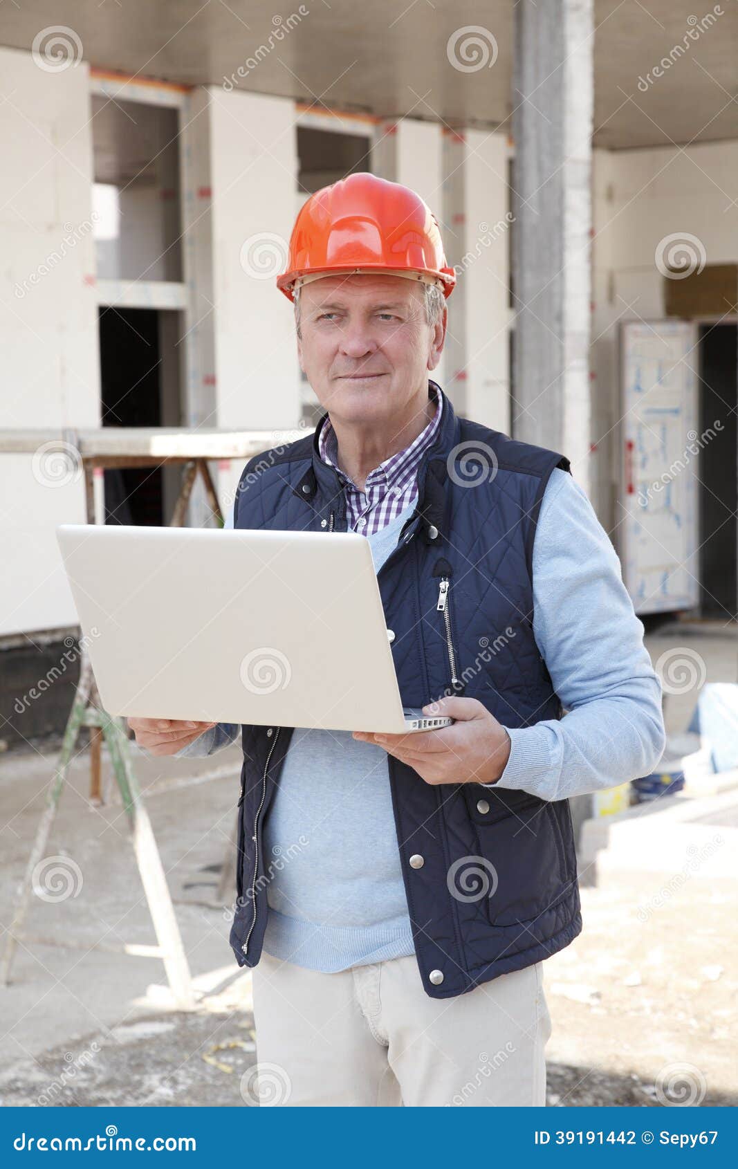 Close-up of Construction Worker Stock Photo - Image of male, blueprint ...