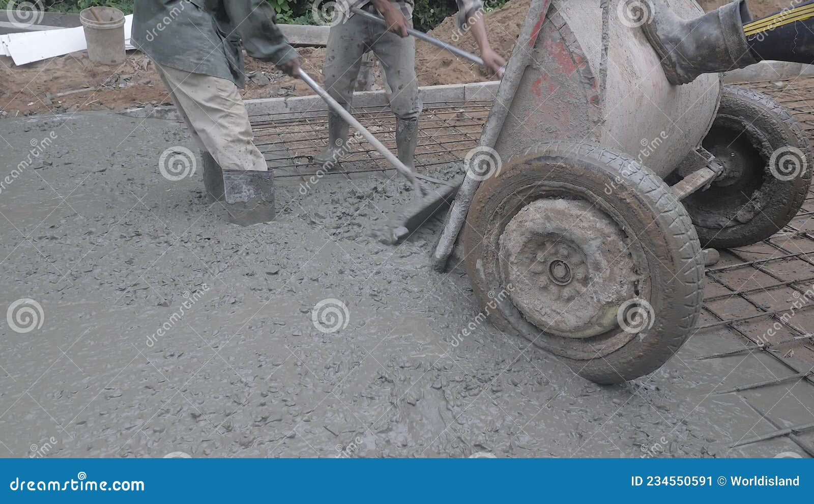 Construction Workers Unloading Cement for Road Construction Stock Video ...