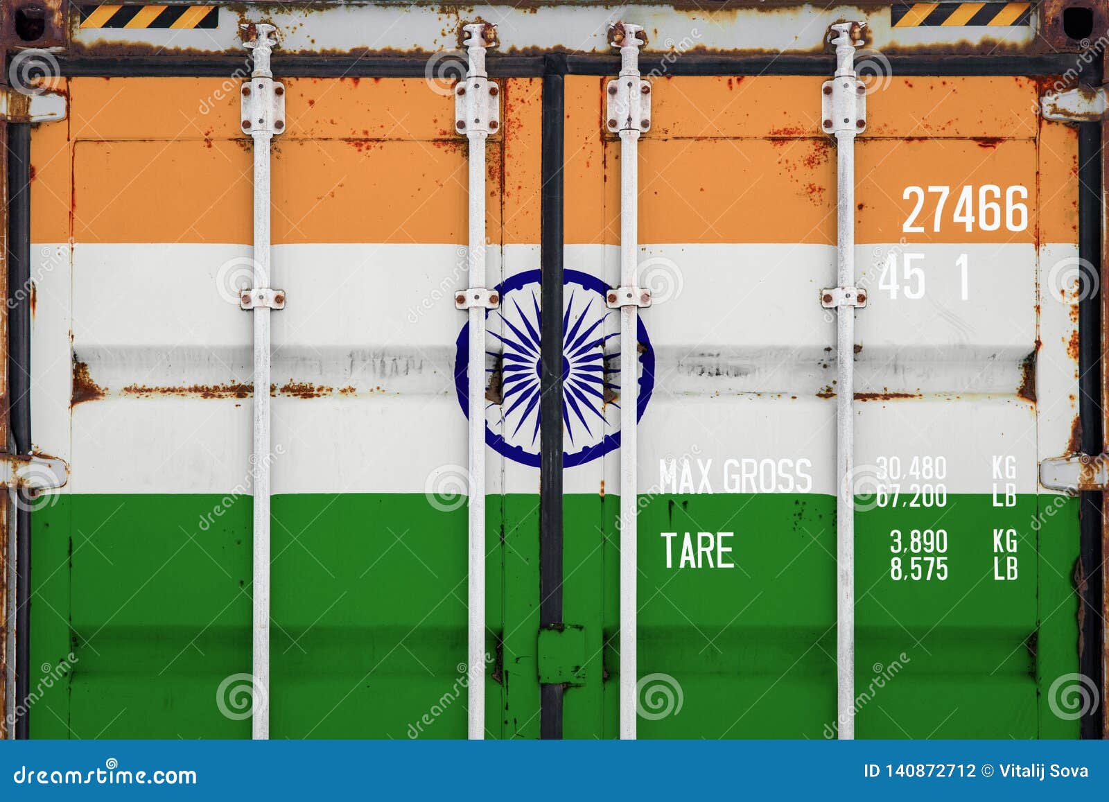Close-up of the Container with the National Flag Stock Photo - Image of ...
