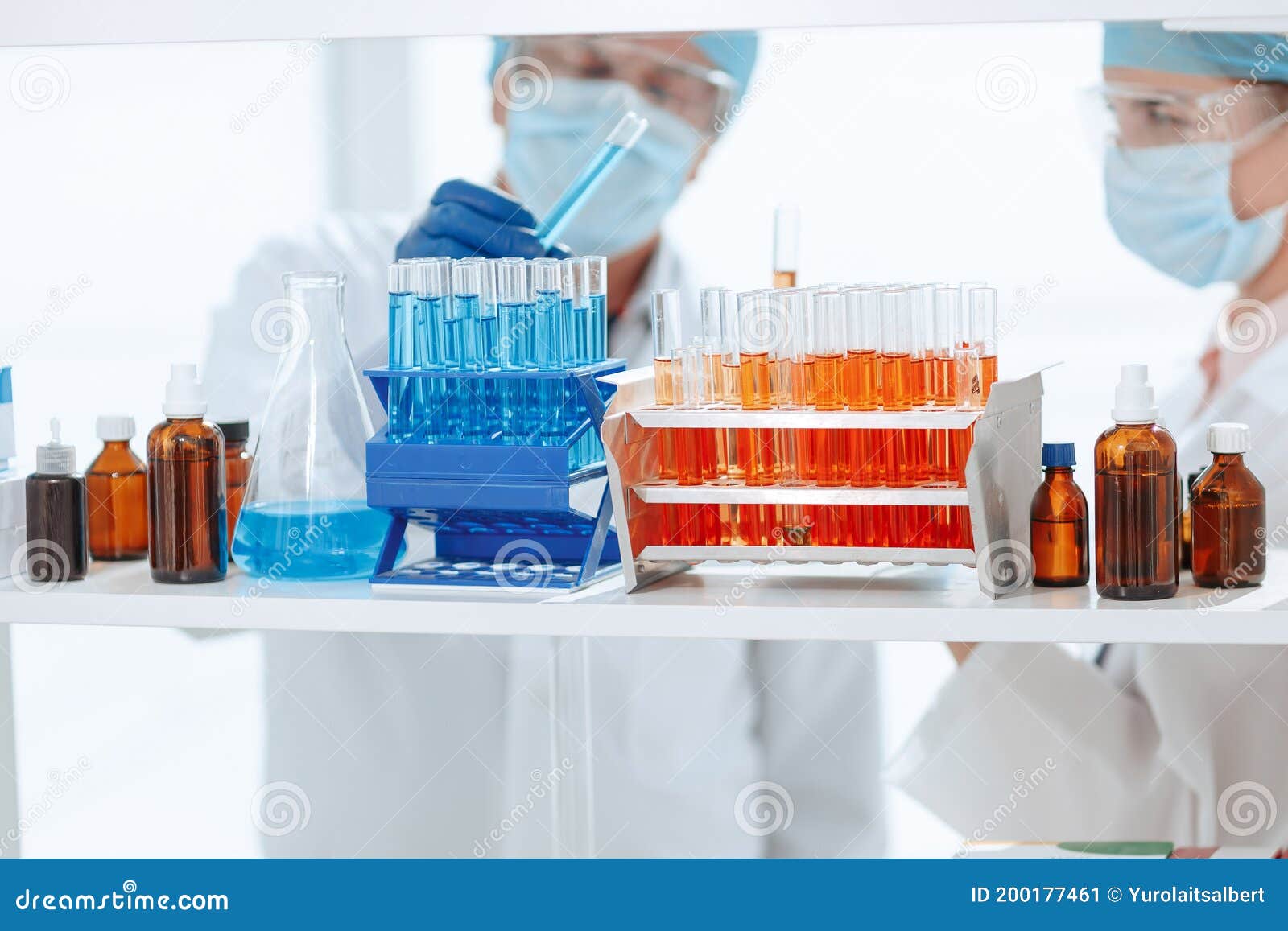 Close Up. Container with Test Tubes on the Table in the Laboratory ...