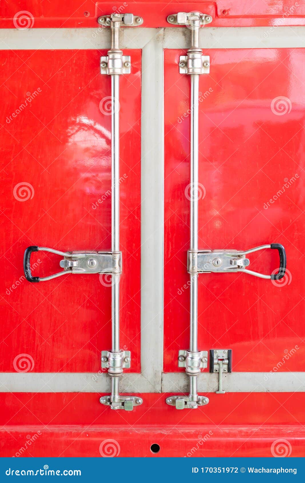 Container Truck Lock on the Red Container Stock Photo - Image of lead ...