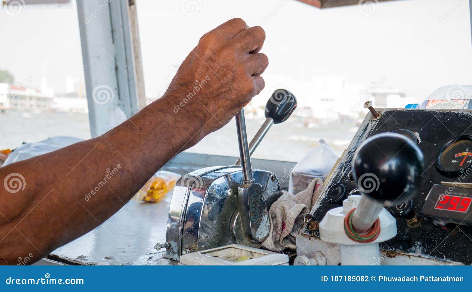 Close Up Control Panel of Boat. Stock Photo - Image of blue ...