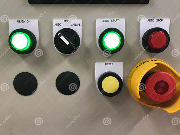 Close Up of a Control Panel of a Machine with a Red Light Stock Photo ...