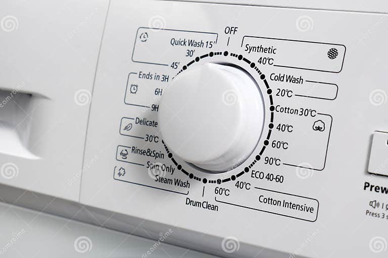 Close-up of the Control Panel of a Modern Washing Machine Gray Color ...