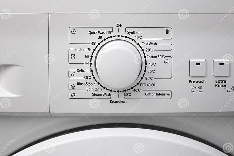 Close-up of the Control Panel of a Modern Washing Machine White Color ...