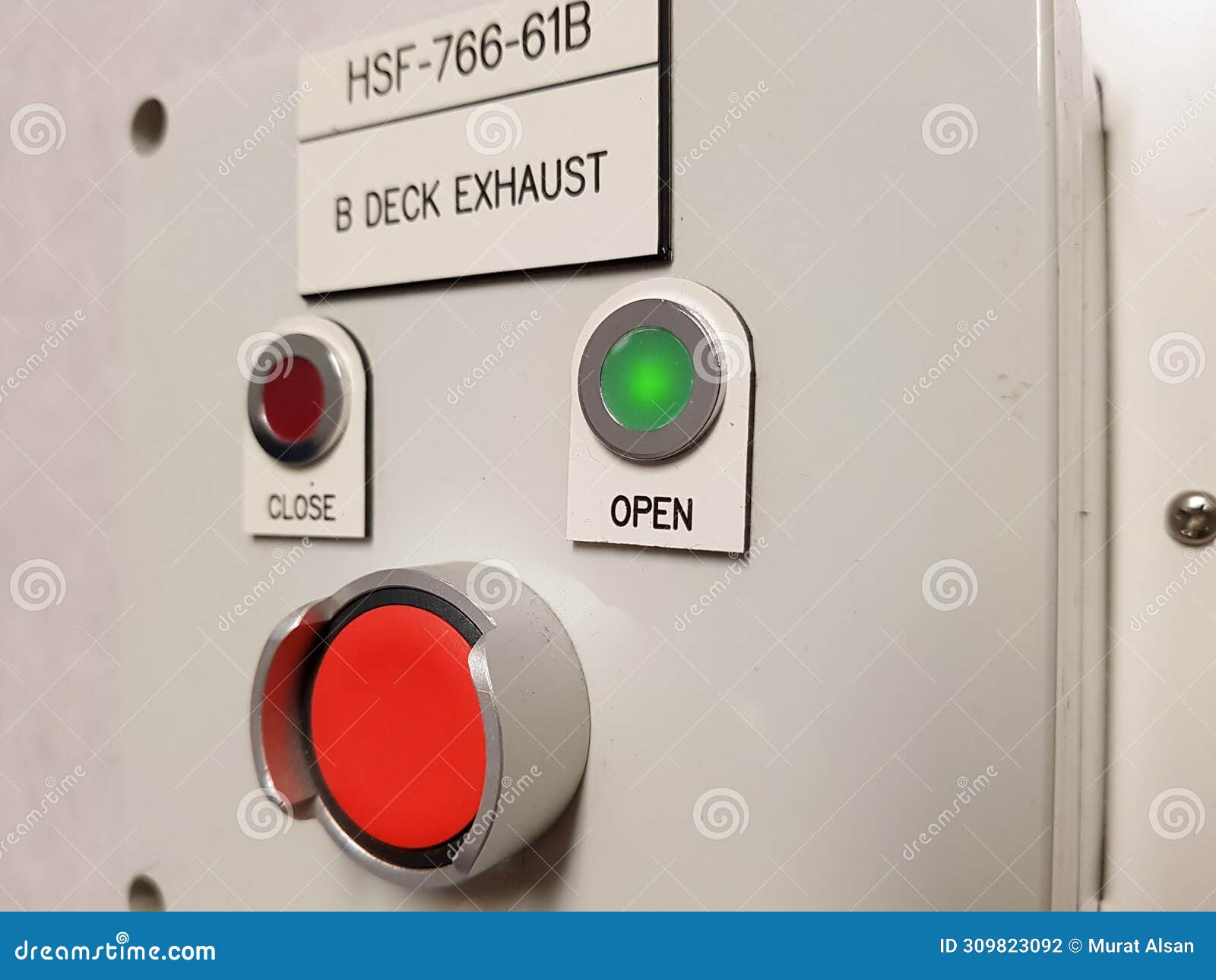Close-up of a Control Panel with a Red Button and Green Buttons Stock ...