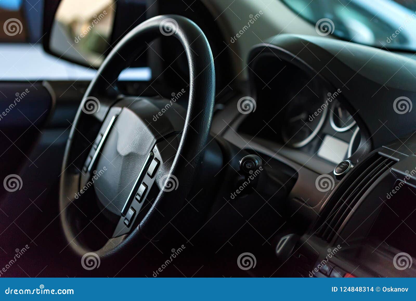 Close-up Modern Car Dashboard and Steering Wheel Stock Photo - Image of ...