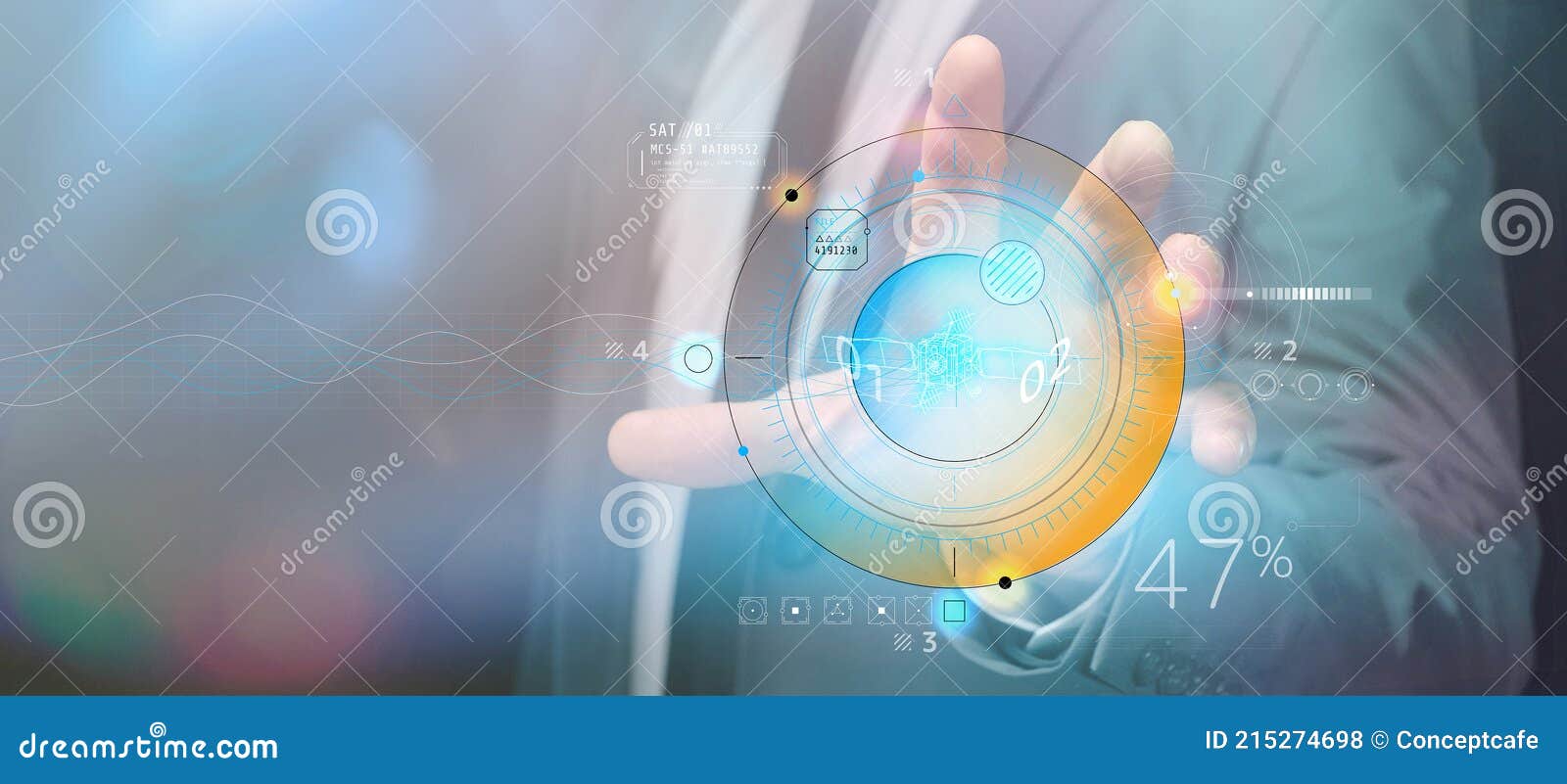 Close-up of the Control of the Virtual Satellite Panel. Stock Photo ...