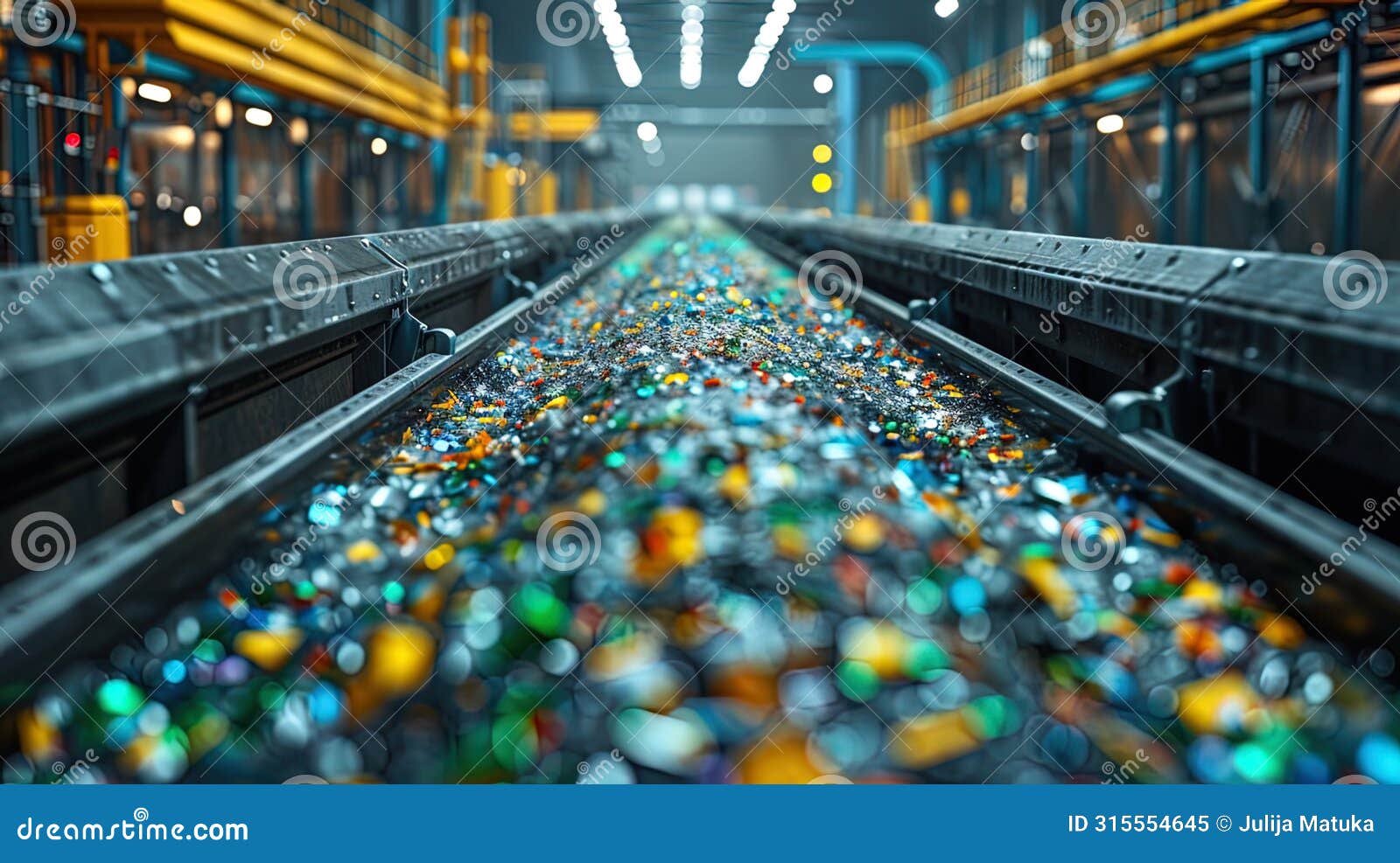 A Close-up of Conveyor Belts Transporting Recyclable Materials through ...