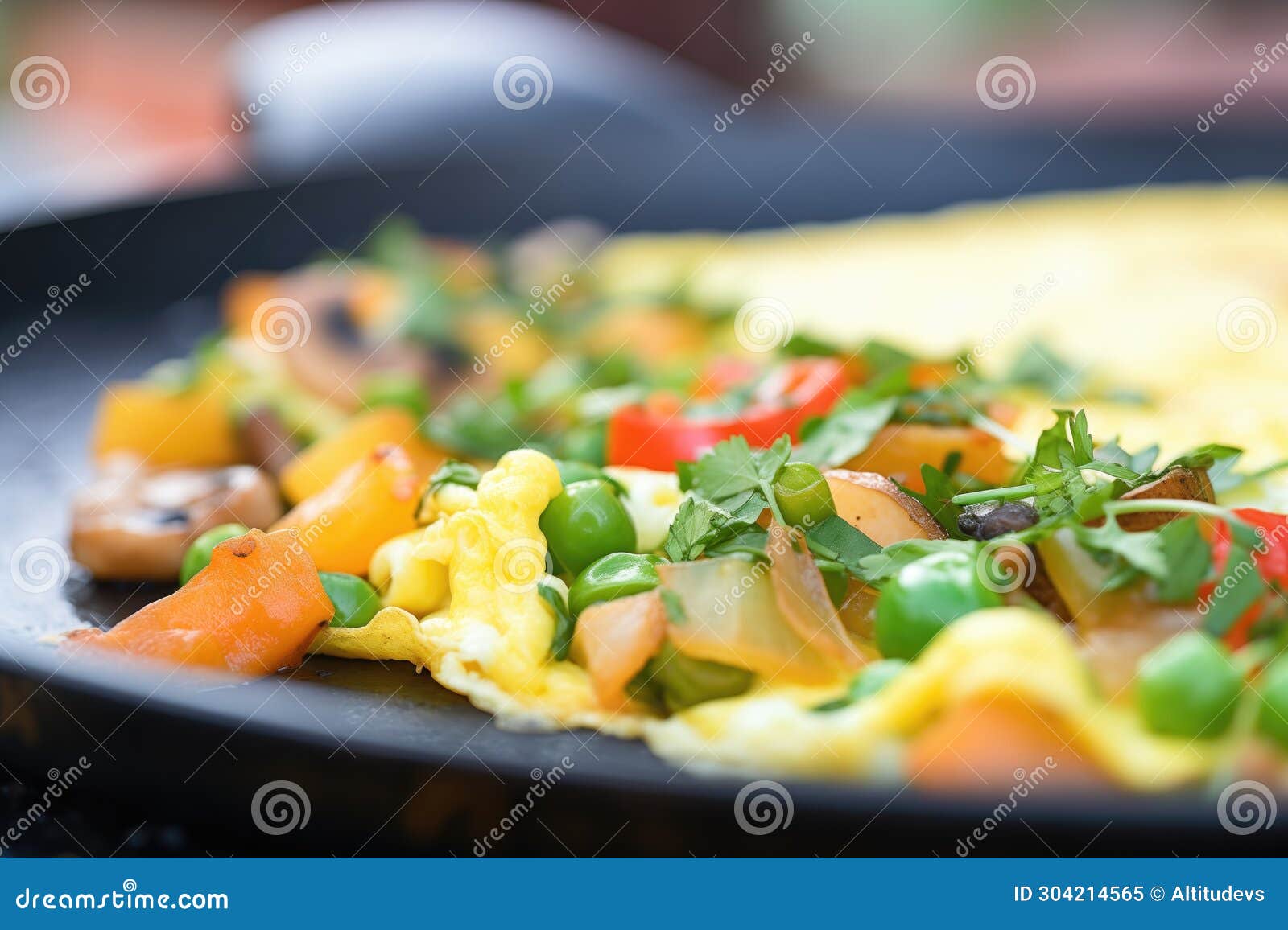 Close-up of a Cooked Omelette Showing Texture of Mixed Vegetables Stock ...