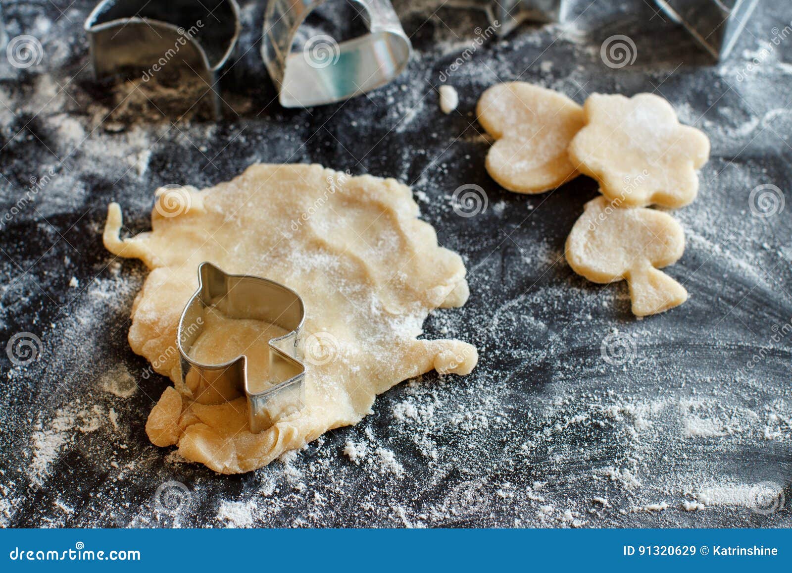 Close Up of Cookie Cutters in a Dough Stock Image - Image of closeup ...
