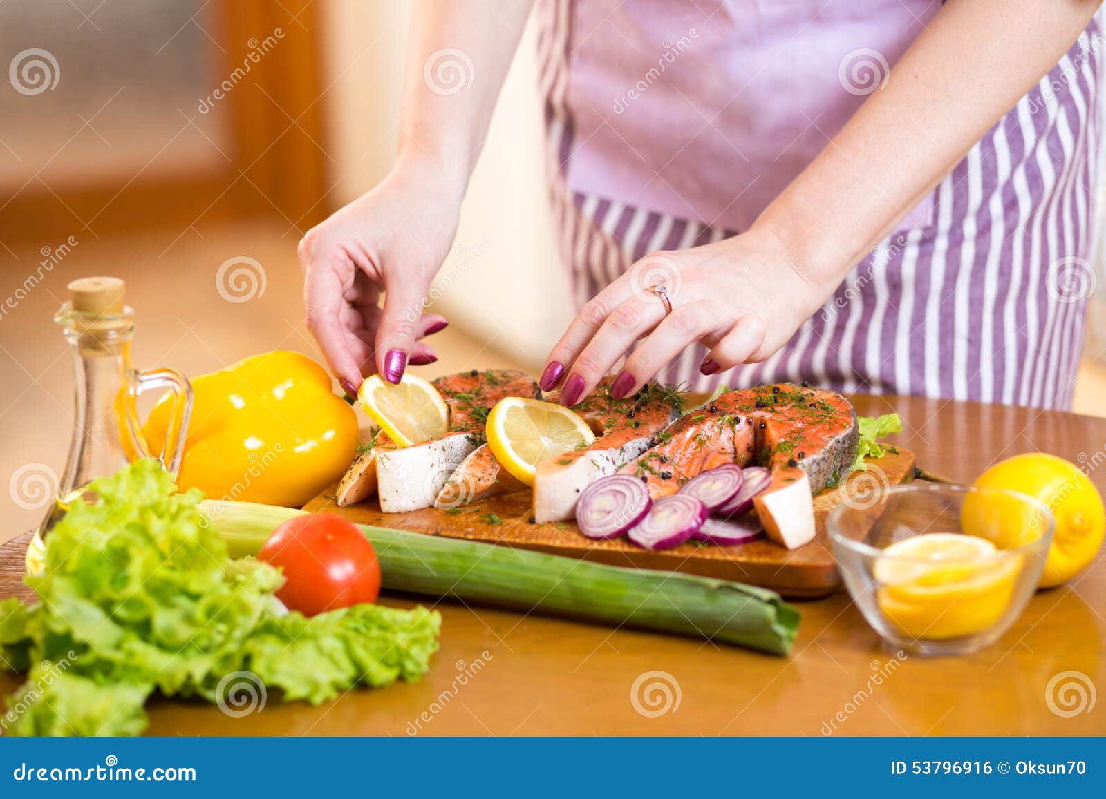 Close Up Cooking Fish in Domestic Kitchen Stock Photo - Image of dining ...