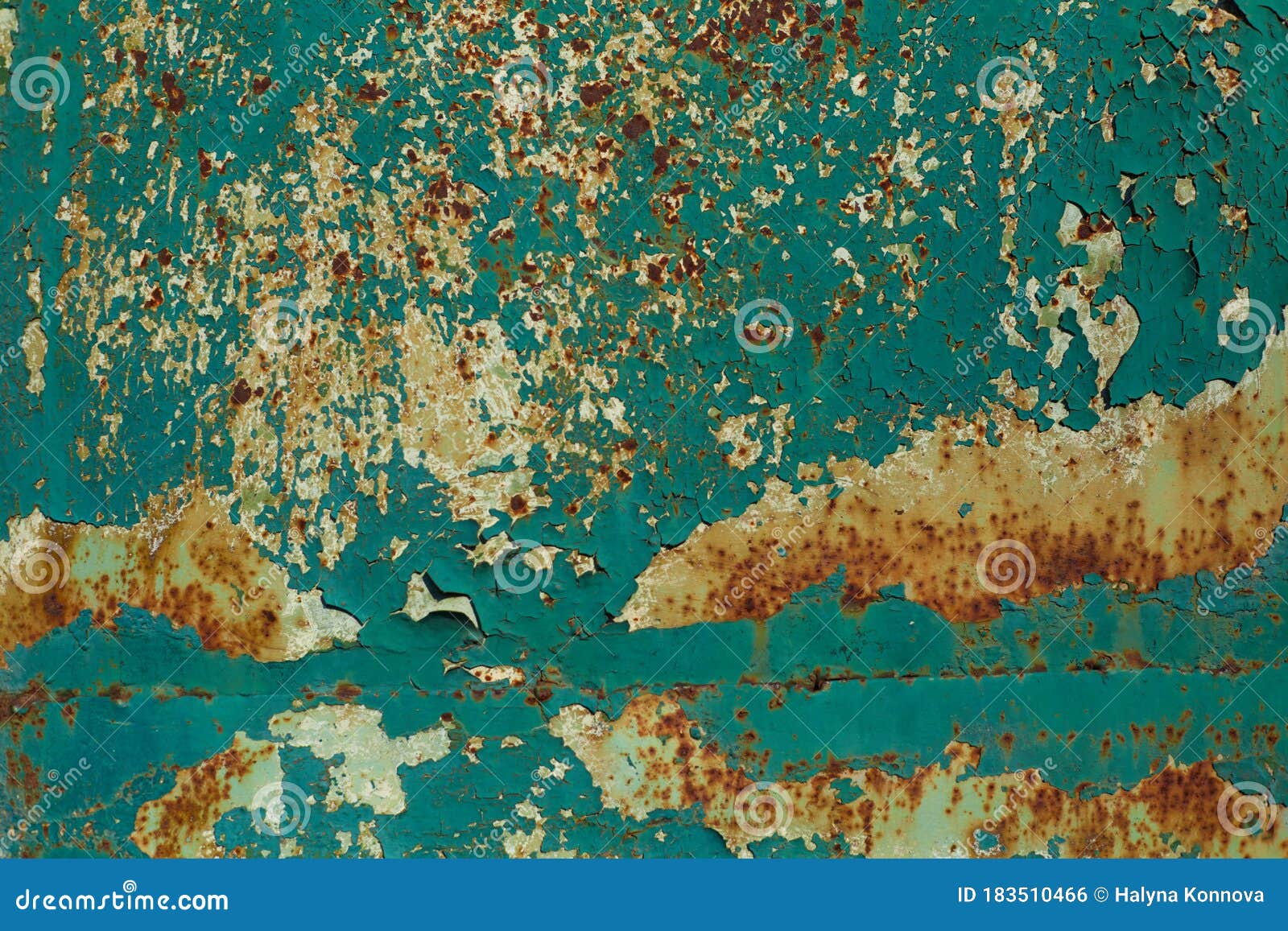 Structured Surface of Aged Rusty Wall with Peeling Turquoise Paint ...