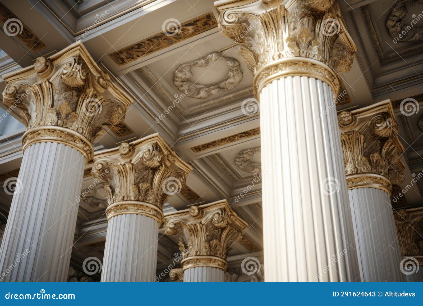 Close-up of a Corinthian Column Supporting Office Ceiling Stock Image ...