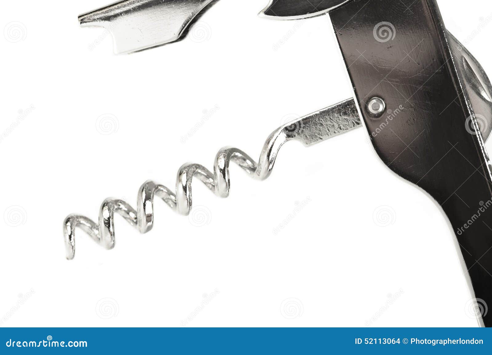 Close-up of Corkscrew on White Background Stock Photo - Image of front ...