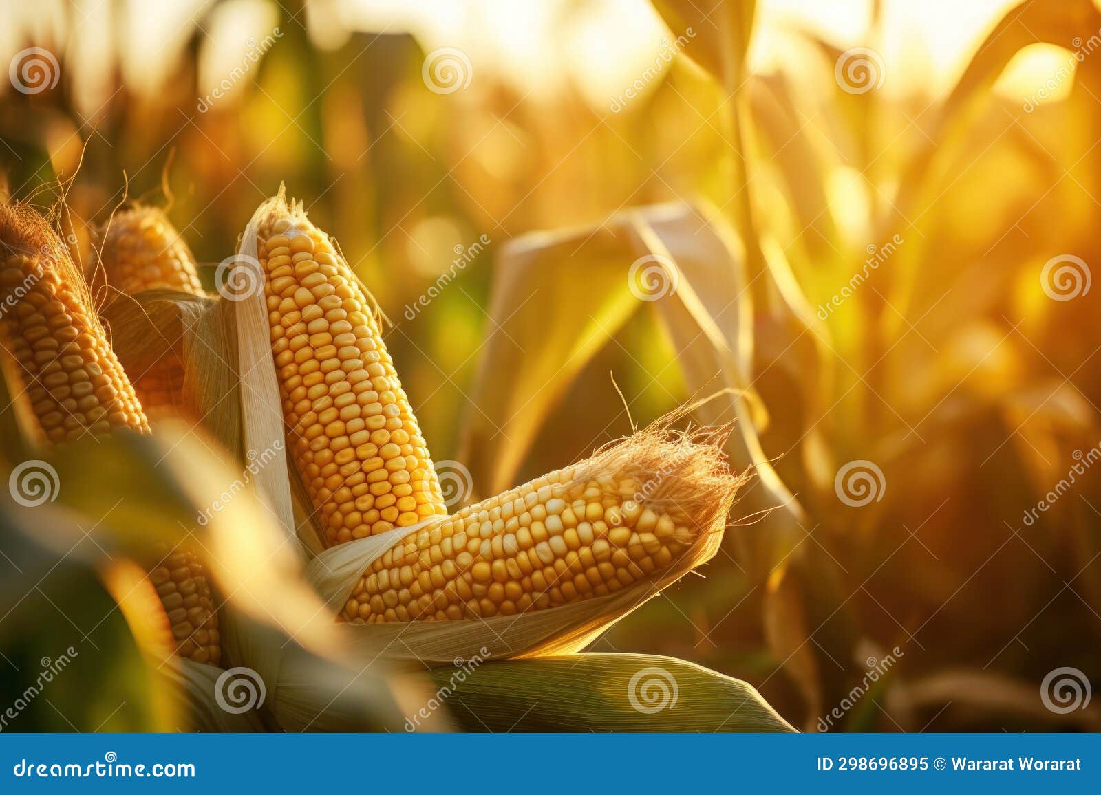 Close Up of Corn Cobs in the Field Stock Image - Image of corn, sunrise ...