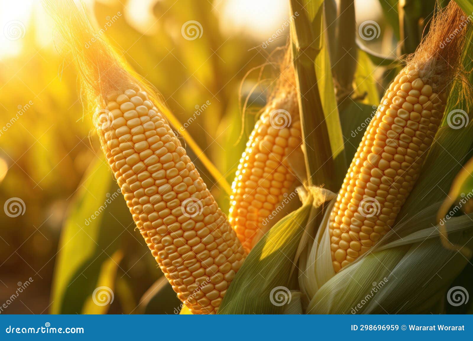 Close Up of Corn Cobs in the Field Stock Image - Image of field, crop ...