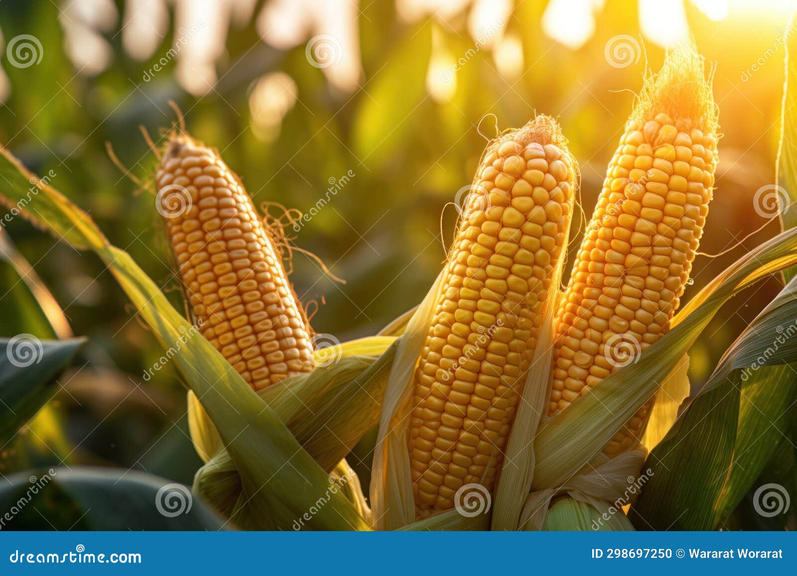 Close Up of Corn Cobs in the Field Stock Photo - Image of nature ...