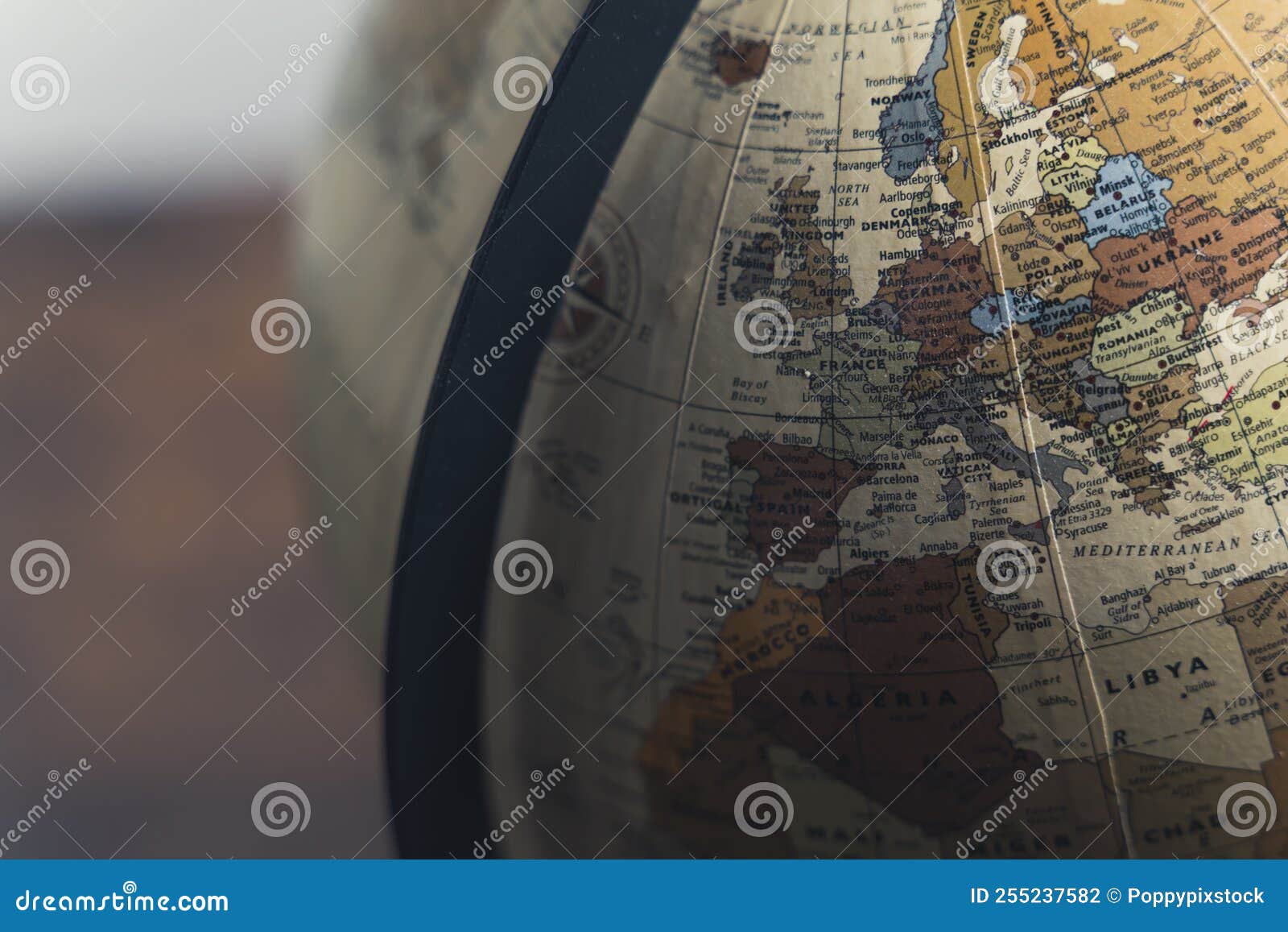 Close Up of Countries and Cities on a Spinning Geographical Physical ...