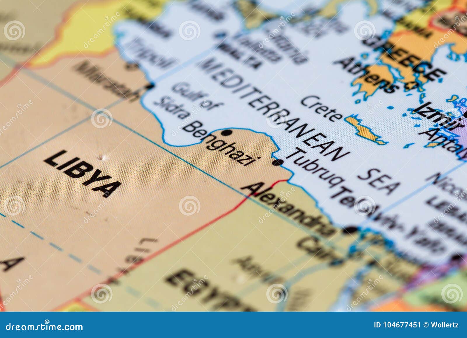 Libya on a map stock image. Image of close, libya, country - 104677451
