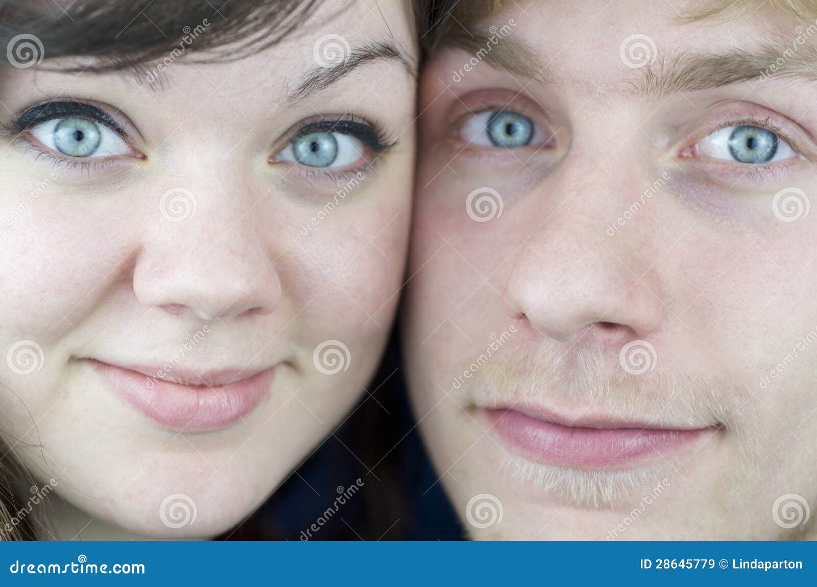 Close-up. Faces Of Men And Women Tenderly Touching Each Other Against ...