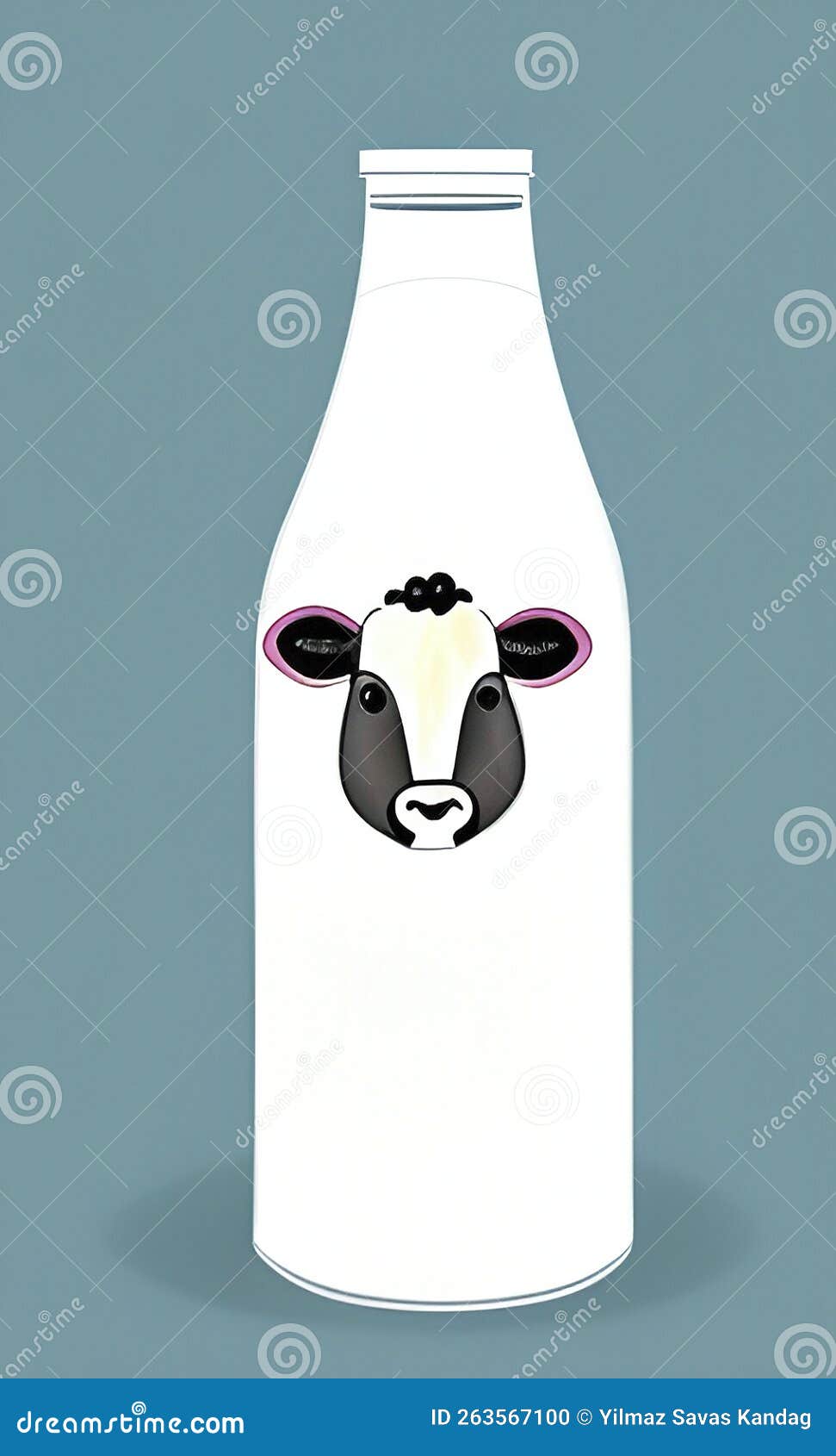 Cow Shaped Milk Bottle on Background Stock Illustration - Illustration ...