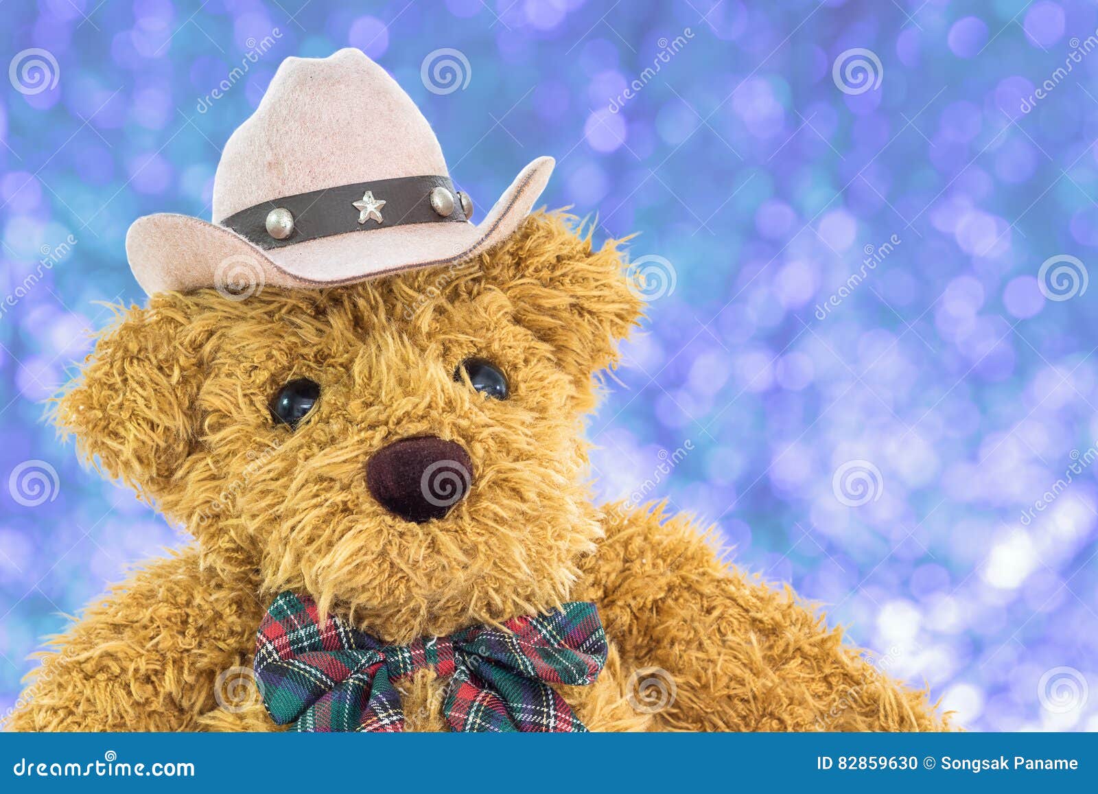 Close up cowboy teddy bear stock photo. Image of bokeh - 82859630