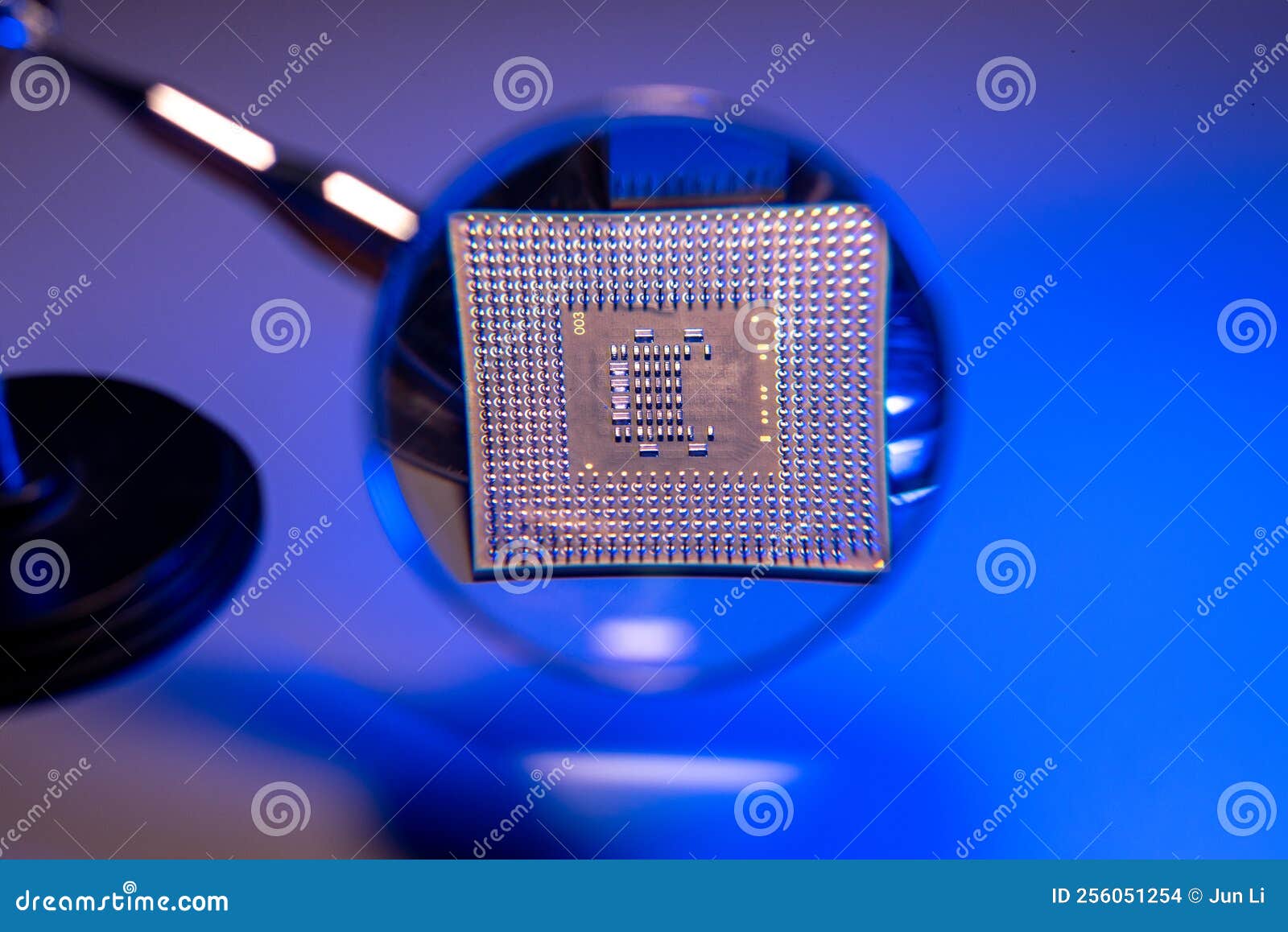 Close Up of CPU on Blue Background Stock Photo - Image of people ...