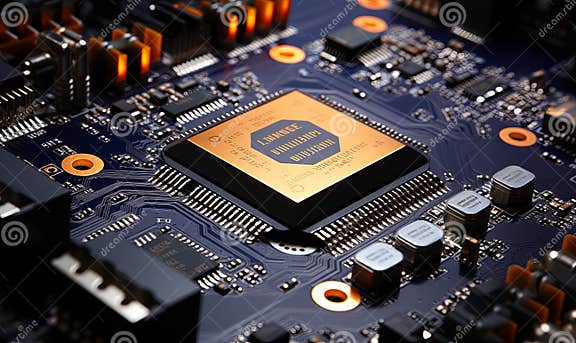 Close-Up of CPU Chip on Motherboard Stock Image - Image of hardware ...