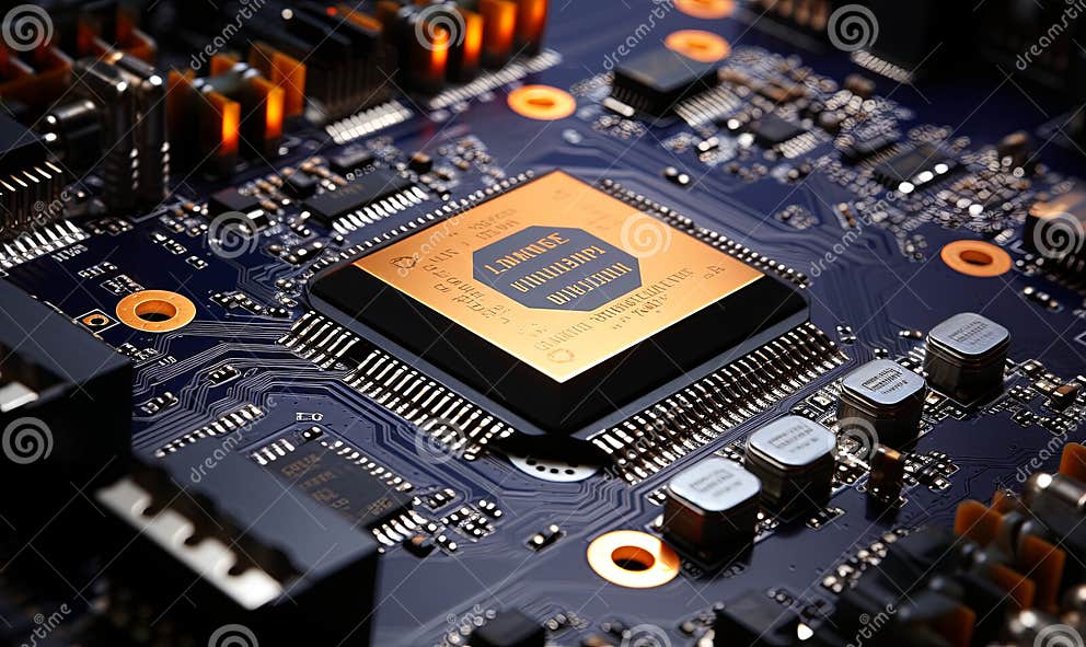 Close-Up of CPU Chip on Motherboard Stock Image - Image of hardware ...