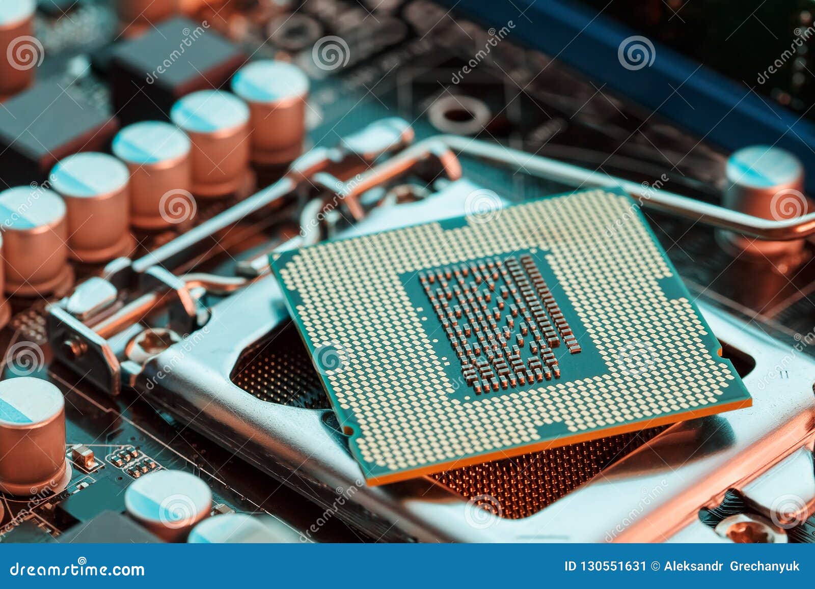 Close-up of CPU Chip Processor. Selective Focus Stock Image - Image of ...