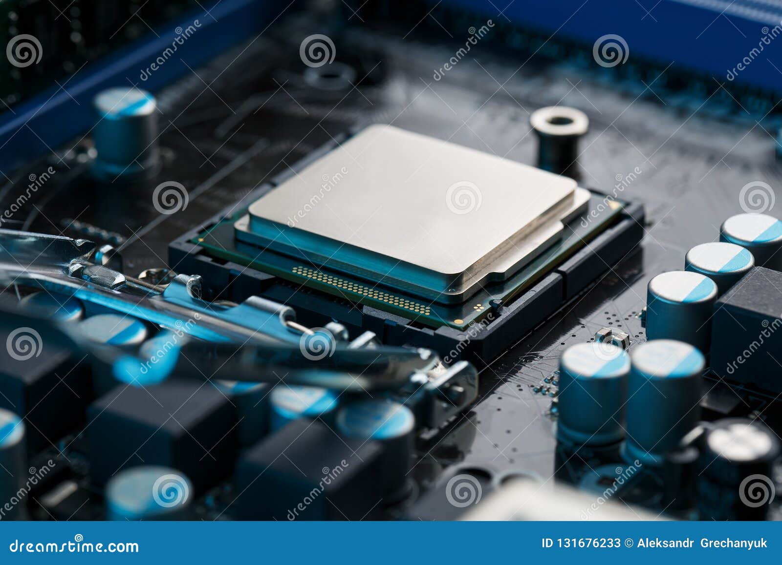 Close-up of CPU Chip Processor. Selective Focus Stock Image - Image of ...