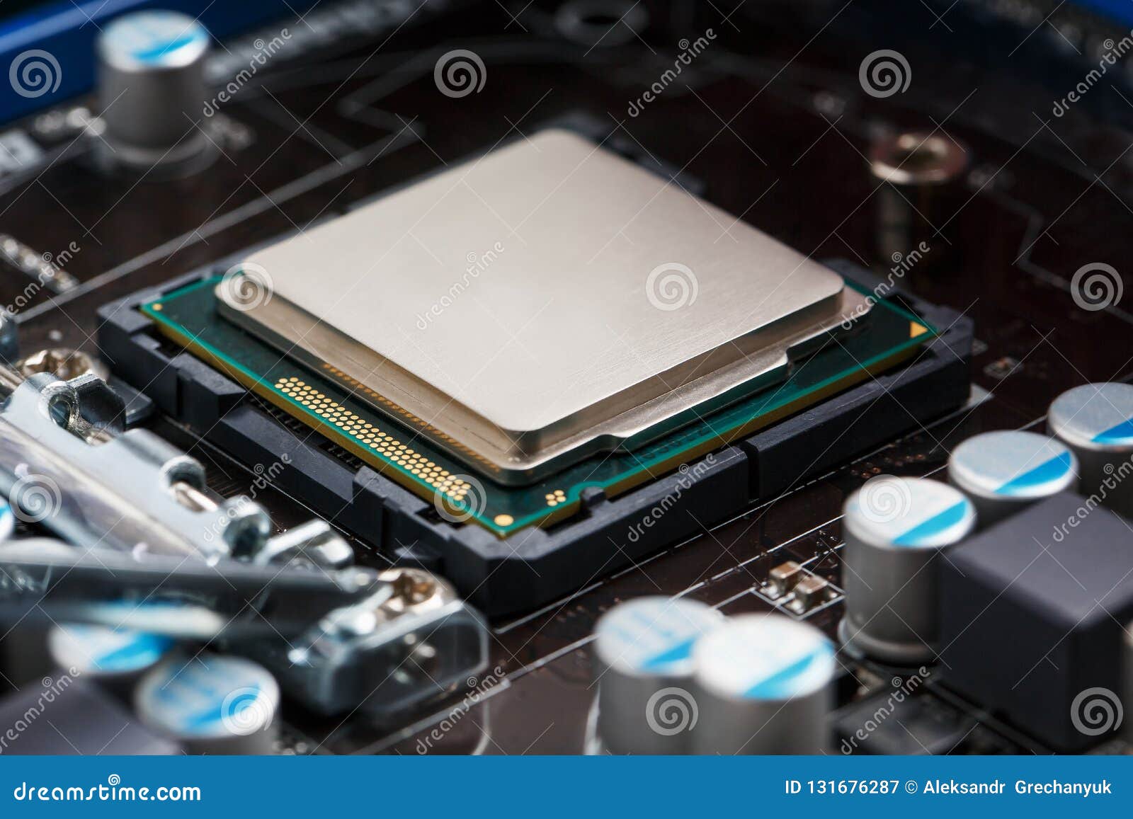Close-up of CPU Chip Processor. Selective Focus Stock Image - Image of ...