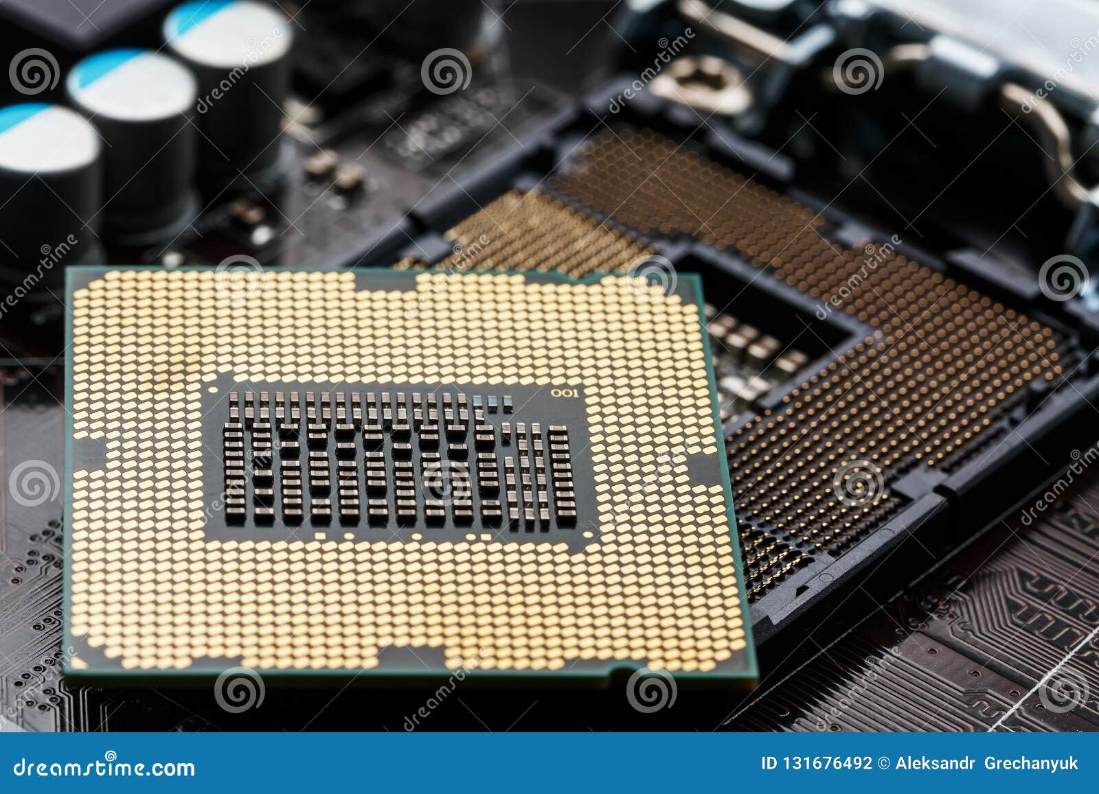 Close-up of CPU Chip Processor. Selective Focus Stock Photo - Image of ...