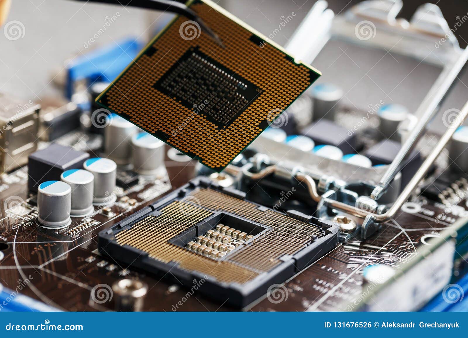 Chip CPU Processor Processor With The Underside, On A Black Background ...