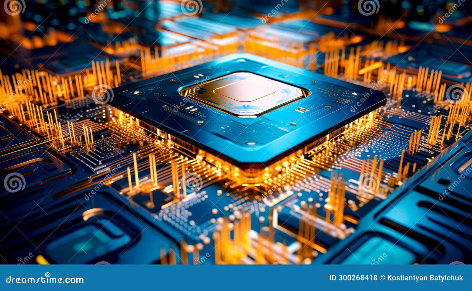 Close Up of Cpu Chip on Top of Computer Motherboard. Generative AI ...