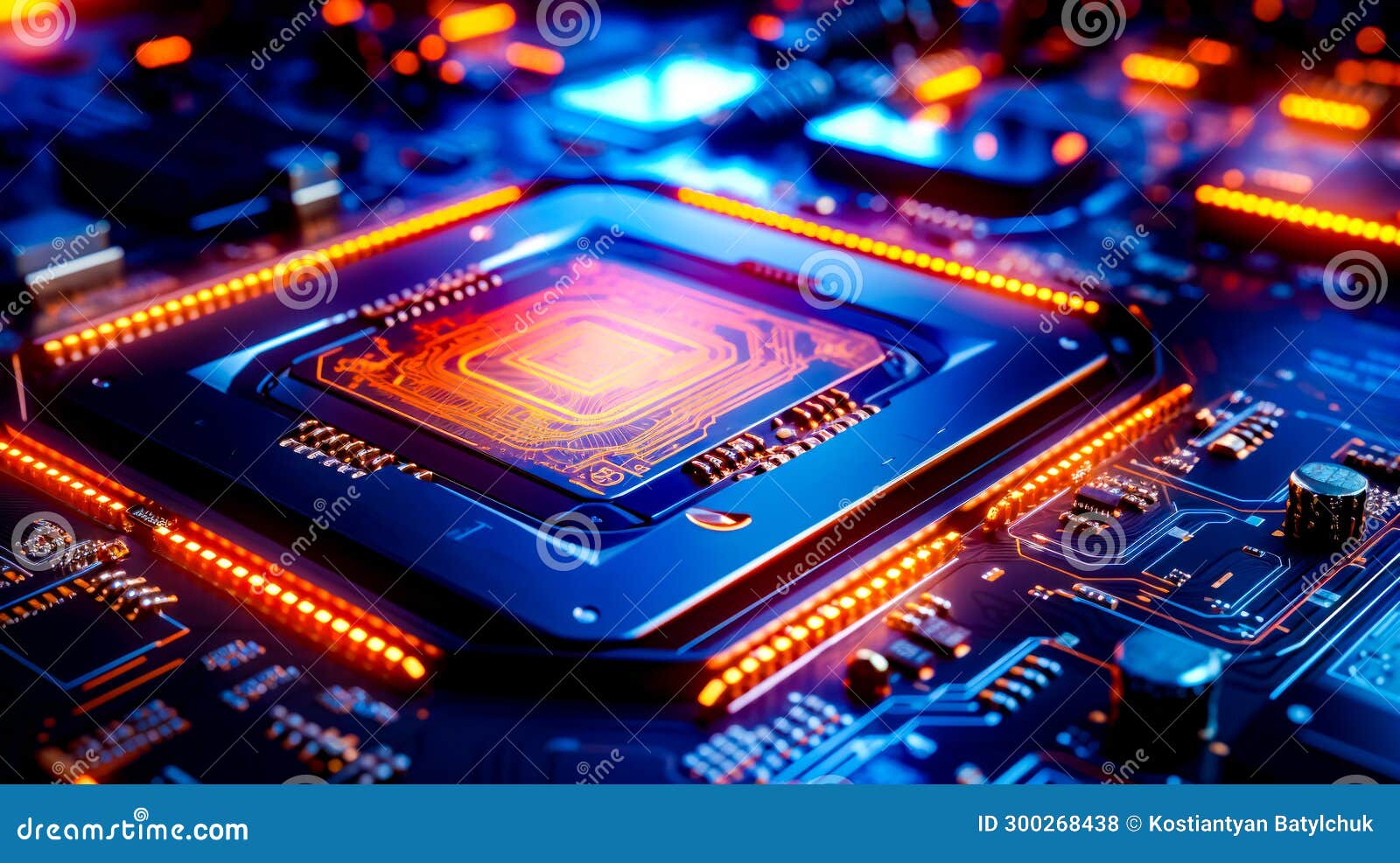Close Up of Cpu Chip on Top of Computer Motherboard. Generative AI ...