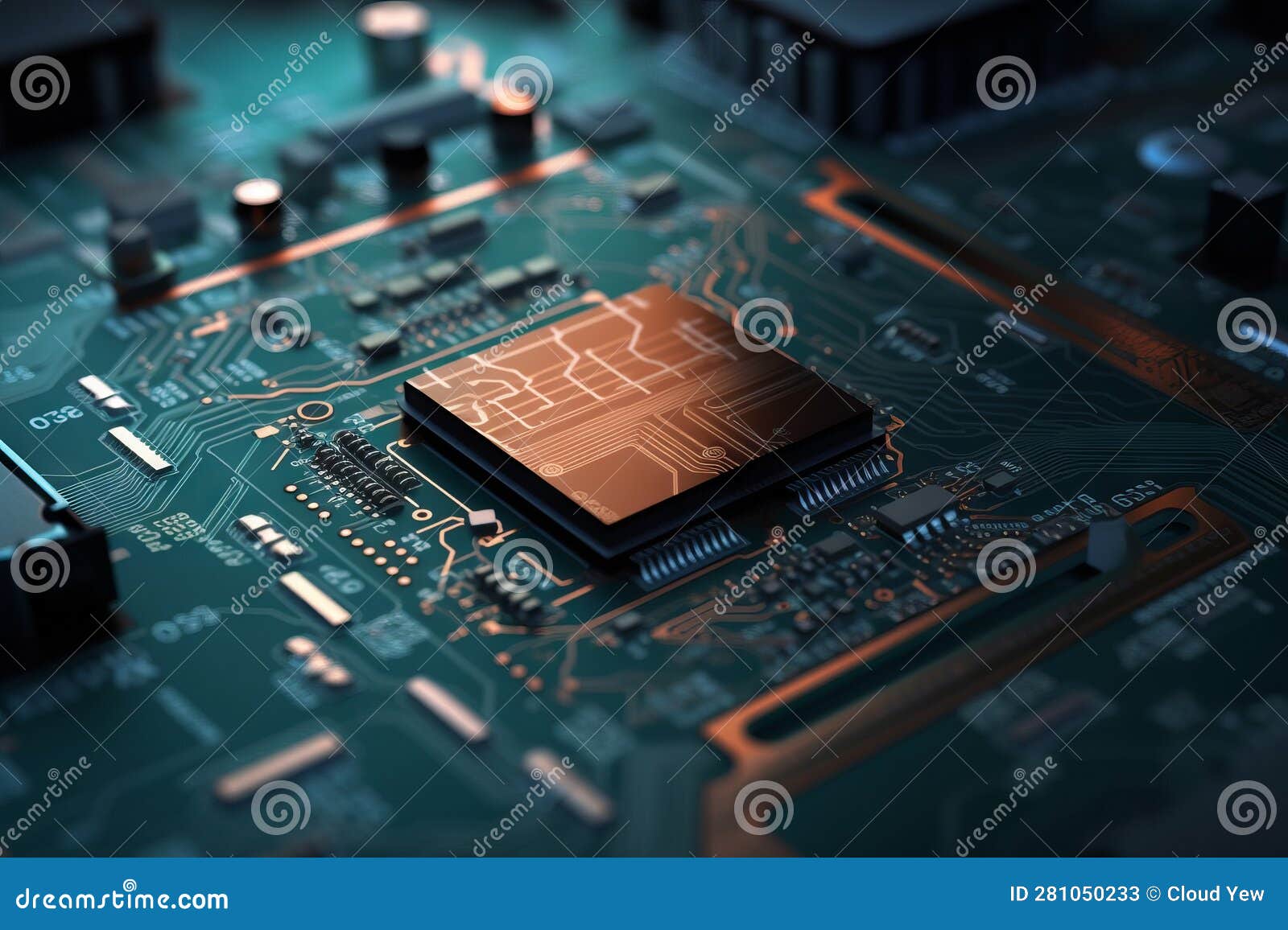 A Close Up of a Cpu Chip on Top of a Printed Circuit Board Stock Image ...