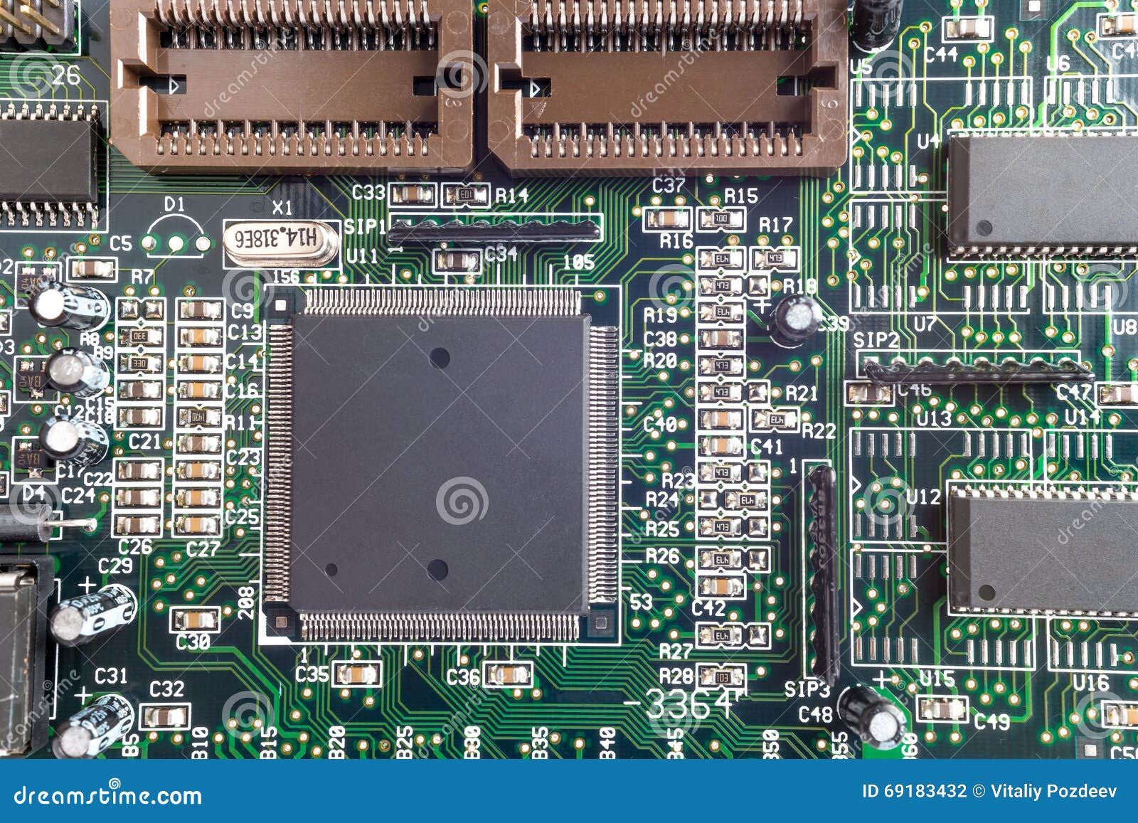 Close-up on a CPU Microchip on a Scheme Stock Photo - Image of ...