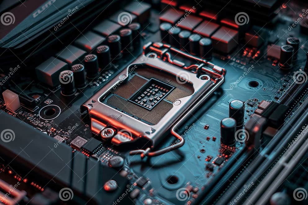 Close-up of a CPU Socket on a Motherboard Stock Photo - Image of ...