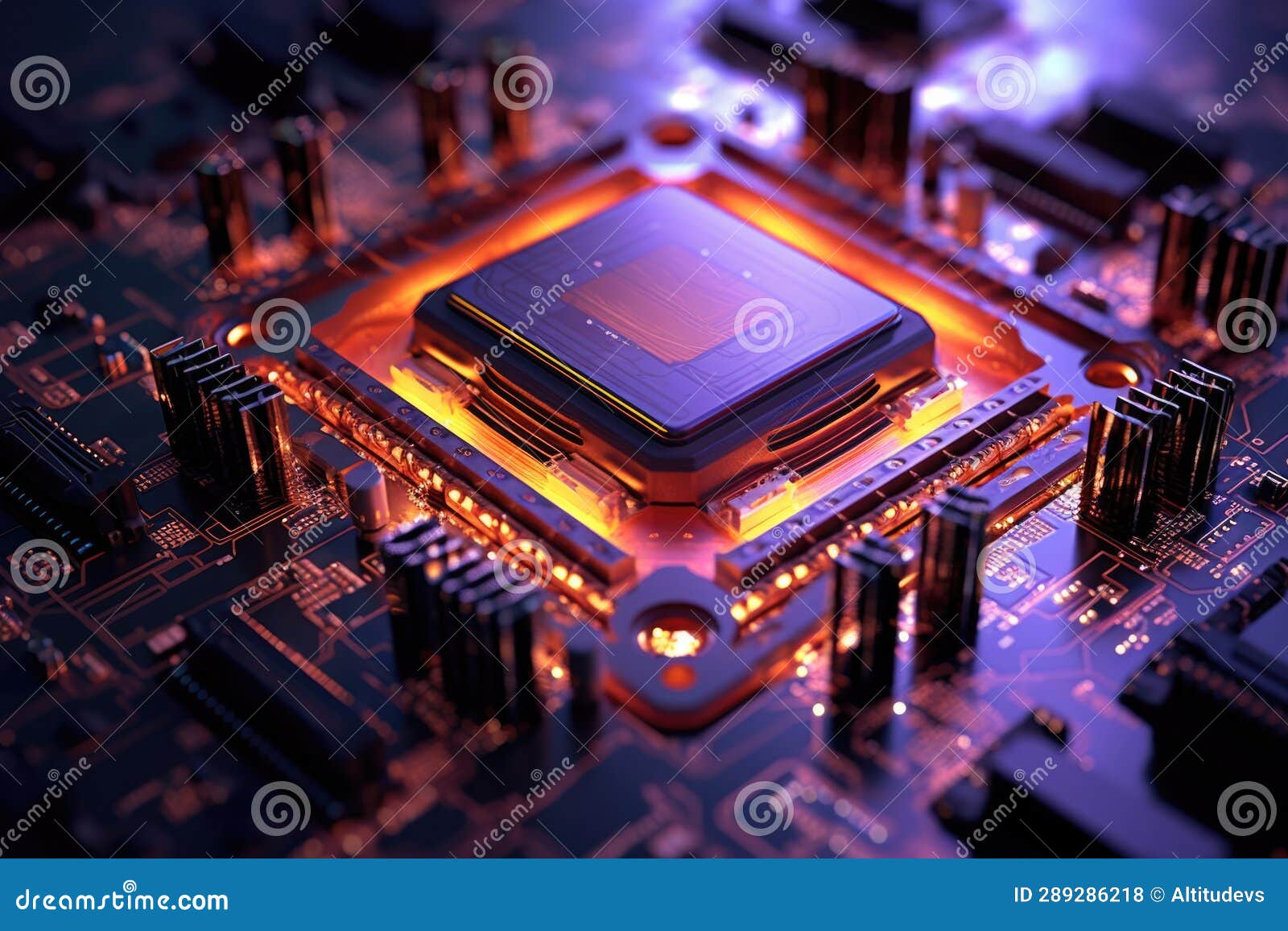 Close-up of a Cpu with Visible Circuits Stock Photo - Image of hardware ...