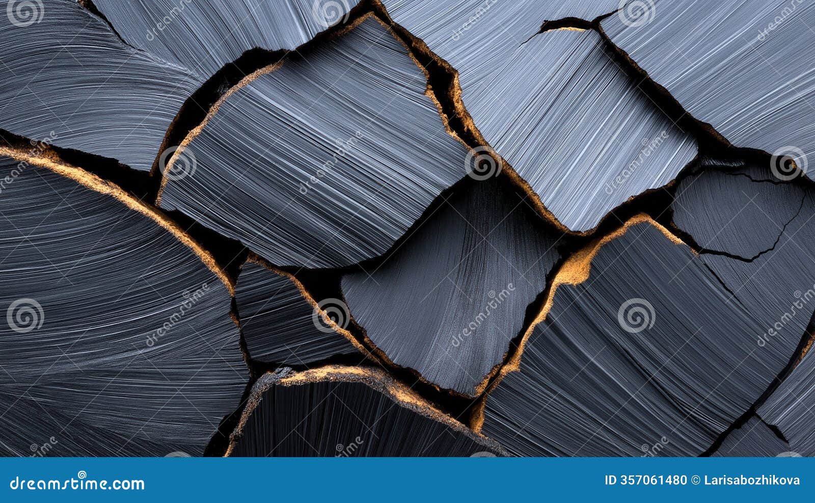 Cracked Black Rock Texture With Gold Filled In The Gaps Stock Photo ...