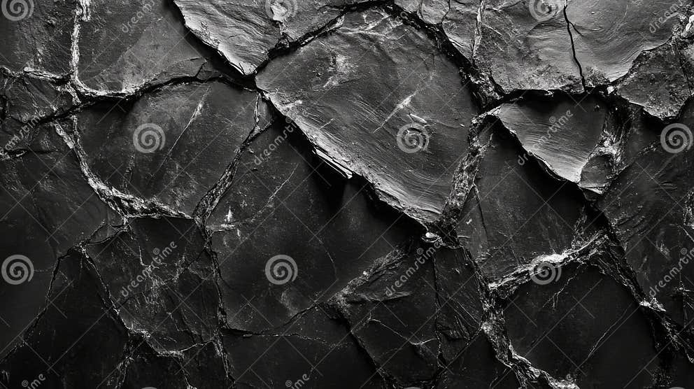 A Close-Up of a Cracked Black Rock Surface Stock Illustration ...