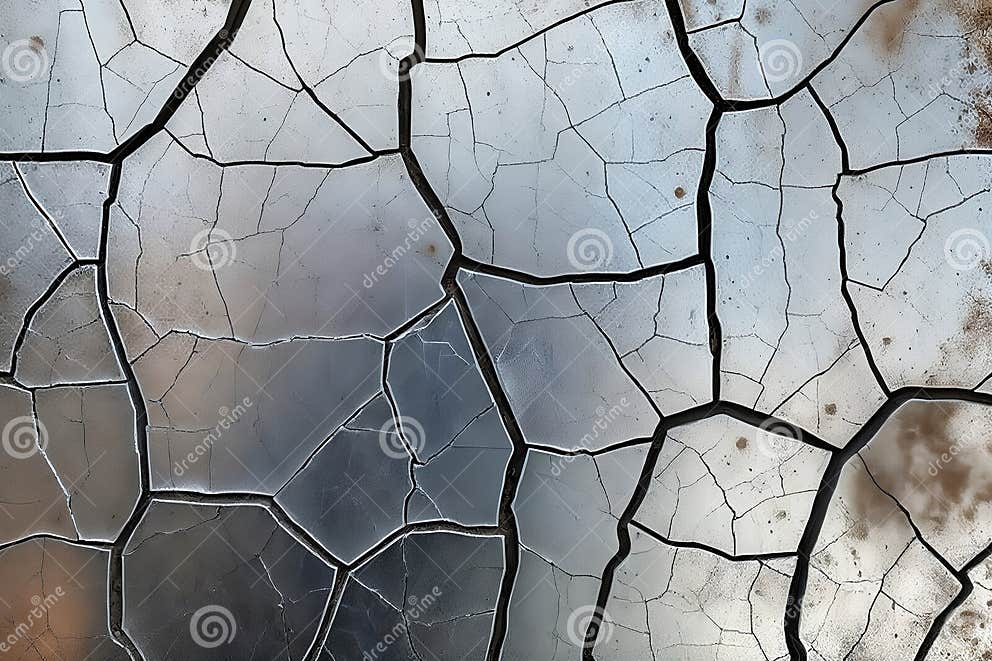 A Close-up of a Cracked Metal Surface. the Cracks are Sharp and Well ...